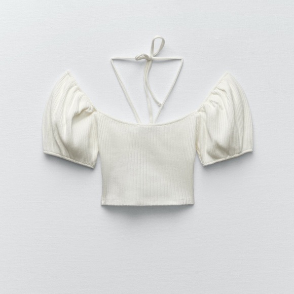 Zara | Tops | Zara Ruched White Crop Top | Poshmark